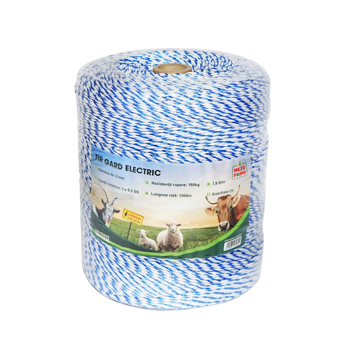 Fehér-kék drót 3mm fém betét 3x0.2mm SS, ellenállás 7.8 Ohm/m, 1000m e